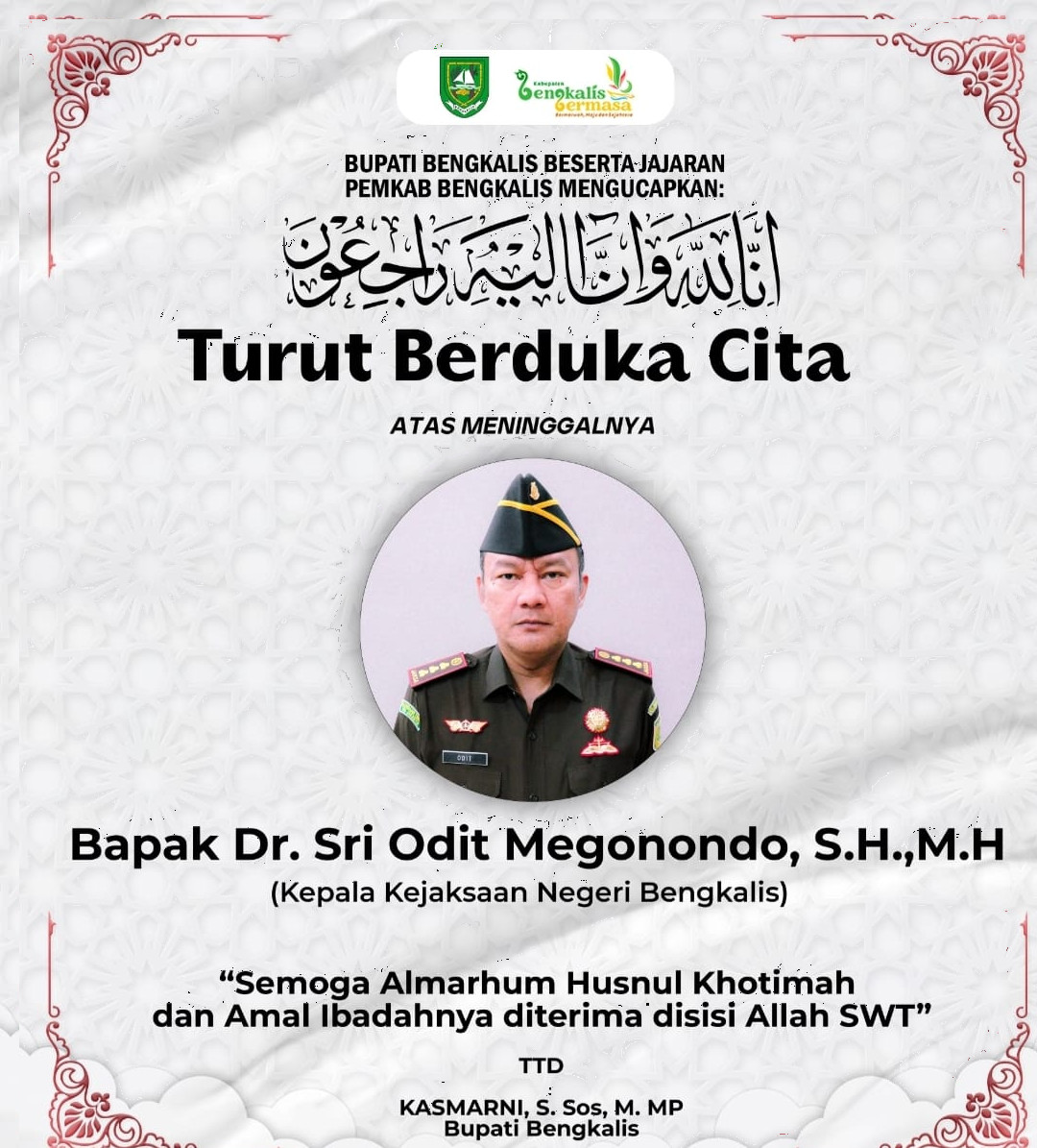 Bupati Kasmarni Sampaikan Duka Mendalam Atas Wafatnya Kepala Kejaksaan ...